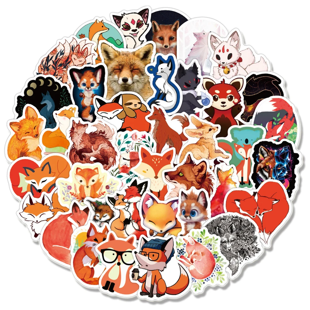 10/50PCS/Pack Cute Fox Stickers Graffiti for Motorcycle Car Skateboard ...