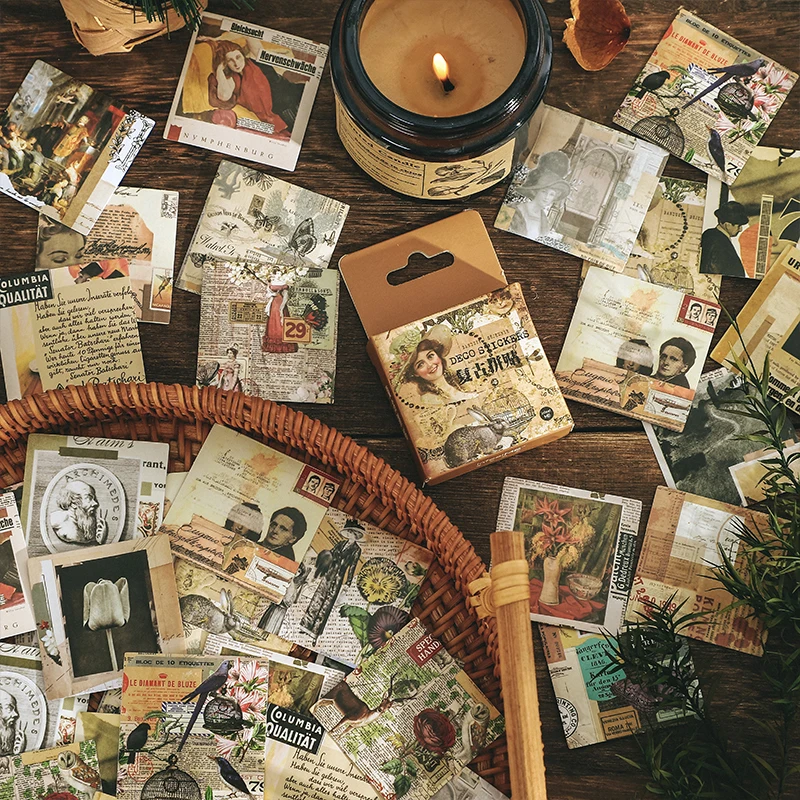 46 pcs/box Vintage objects Iteams Decorative Stickers Scrapbooking diy ...