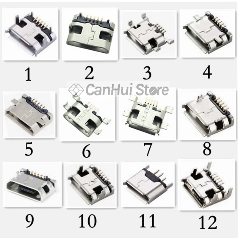20-60pcs 5 Pin SMT Socket Connector Micro USB Type B Female Placement ...