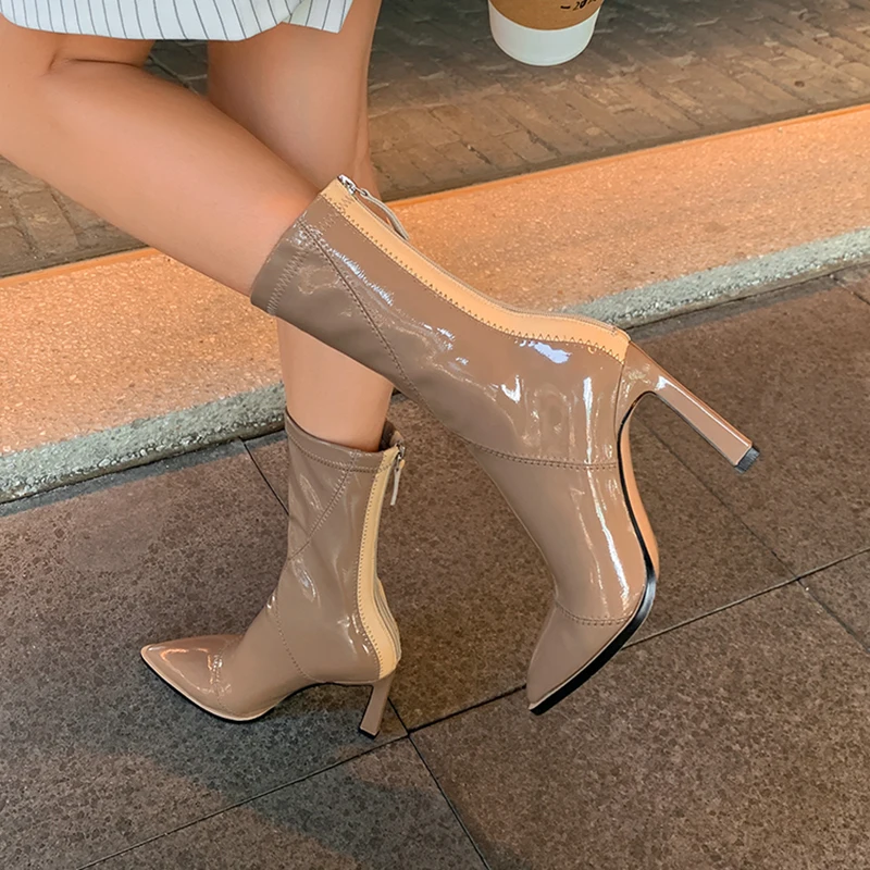 Arden furtado primavera outono feminino meia botas cores misturadas ...