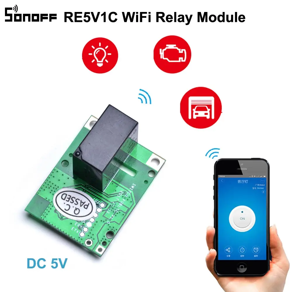 SONOFF RE5V1C Relay Module 5V WiFi DIY Switch Dry Contact Output ...