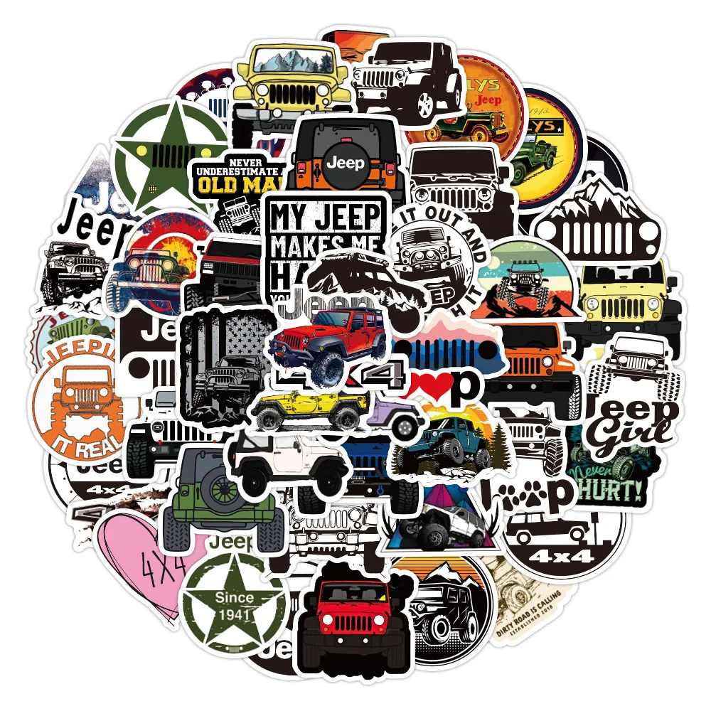 10-30-50PCS-Jeep-Cool-Car-Graffiti-Stickers-Skateboard-Fridge-Guitar ...