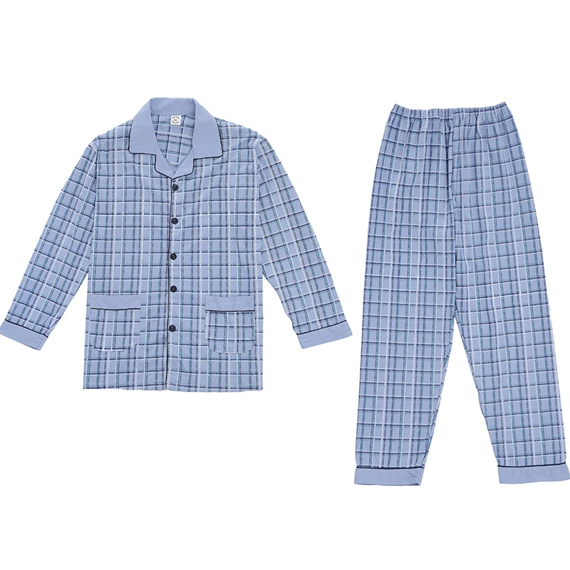 Novo estilo de primavera homens pijamas de manga longa masculino ...