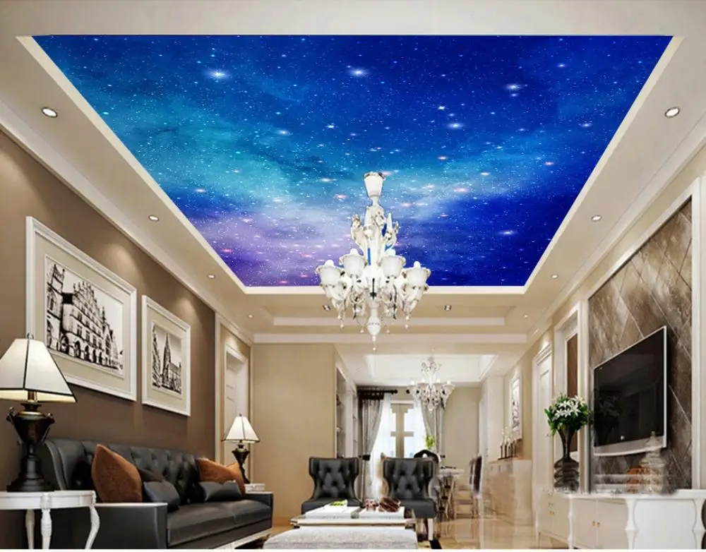 Blue Ceiling Star Ceilings Living Room Bedroom Ceiling Background ...
