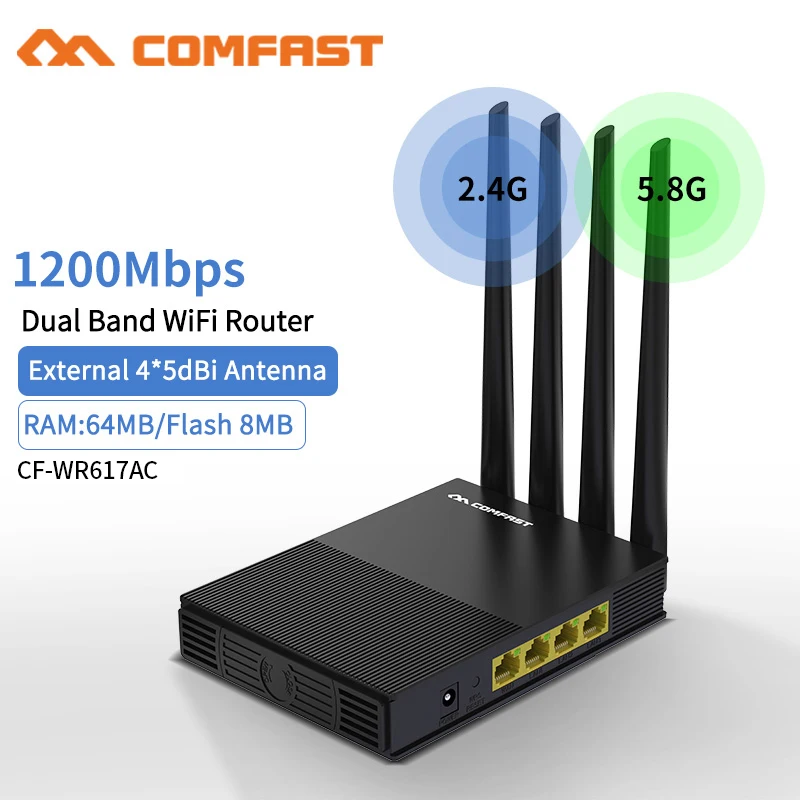 COMFAST CF WR617AC Dual Band Gigabit AC1200 Wireless Router 5.8 GHz Wi ...