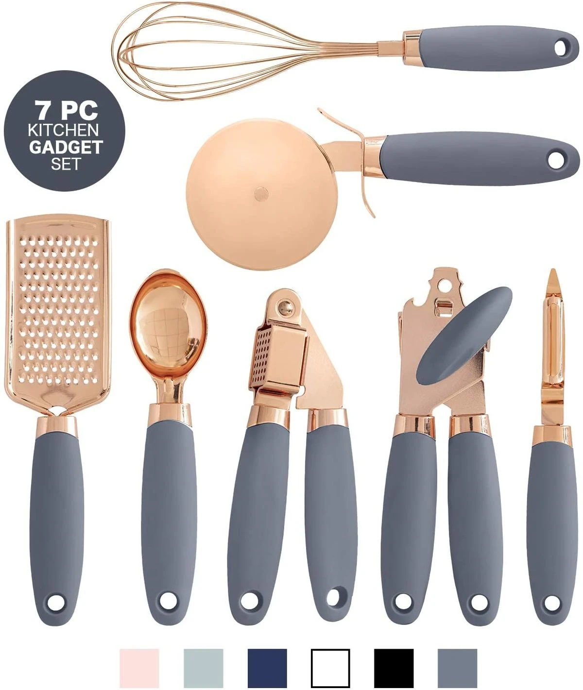 7 Pc Kitchen Gadget Set Copper Coated Stainless Steel Utensils Ice ...