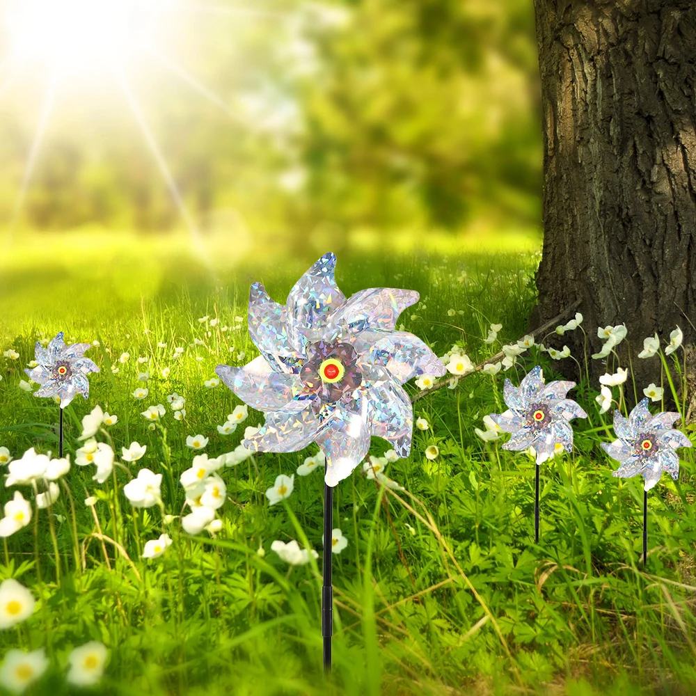 10pcs Bird Repeller Pinwheel Drive Away Birds Sparkly Spinner Bird ...