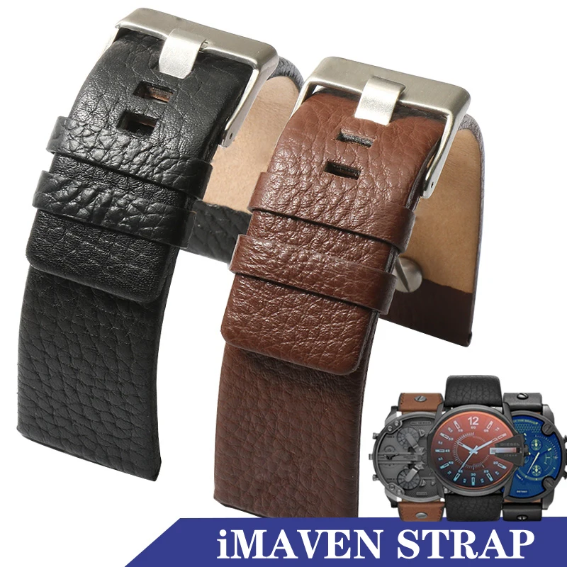 Diesel Watch Band Leather Replacement 26mm 27mm for DZ73 Series Watch ...
