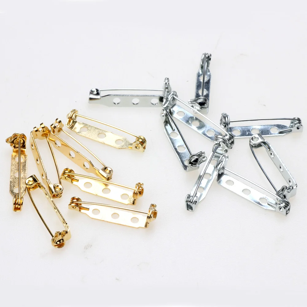 OlingArt 12pcs Light KC Gold Brooch Rhodium Base Safety Catch Bar Pins ...