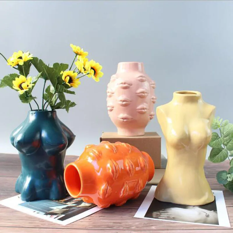 Ceramic Vase Home Decor Flower Pot Body Art Vase Room Decoration ...