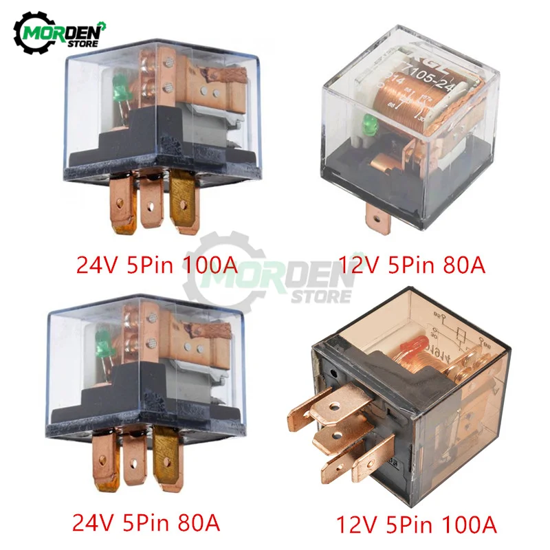 DC 12V 24V Waterproof Automotive Relay 5Pin SPDT Car Control Device 80A ...