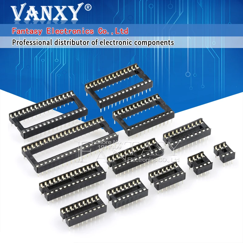 10pcs Ic Sockets Dip6 Dip8 Dip14 Dip16 Dip18 Dip20 Dip28 Dip40 Pins ...