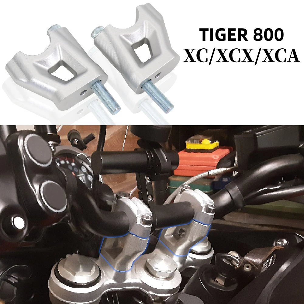 For-Tiger-800-800-XC-XCX-XCA-Motorcycle-Silver-Handlebar-Riser-Move ...
