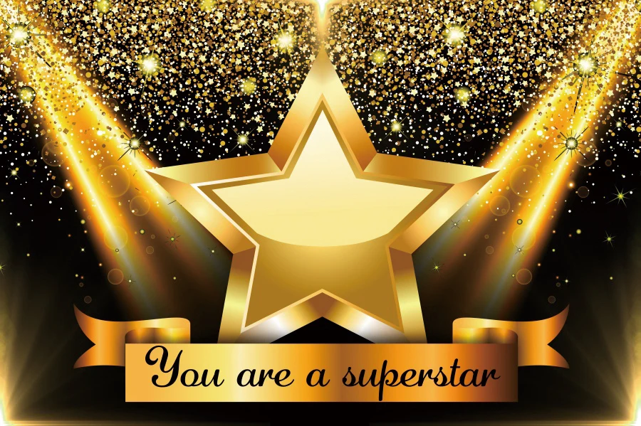 Laeacco Photo Background Royal Golden Star Spotlight Superstar Party ...