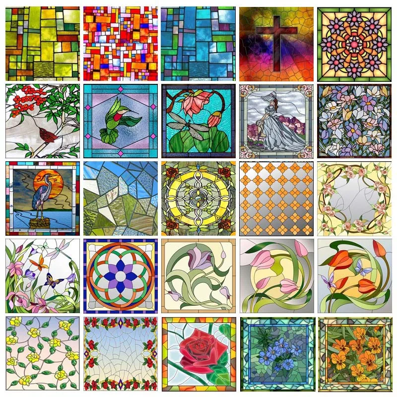 Custom size Stained Glass Wndow Film,PVC Self Adhesive Window Films ...