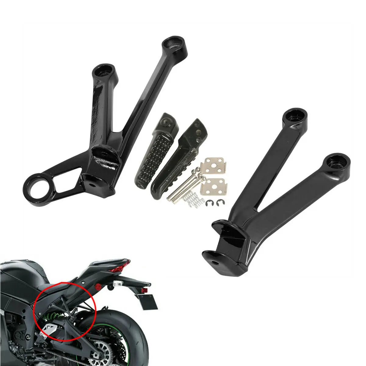 Motorcycle Rear Foot Pegs Footrest Brackets For Kawasaki ZX10R ZX 10R ...