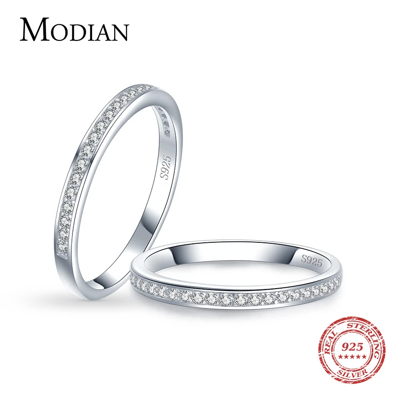 Modian Classic Simple 100% 925 Sterling Silver Charm Aaa Zirconia Finger Rings For Women Wedding ...