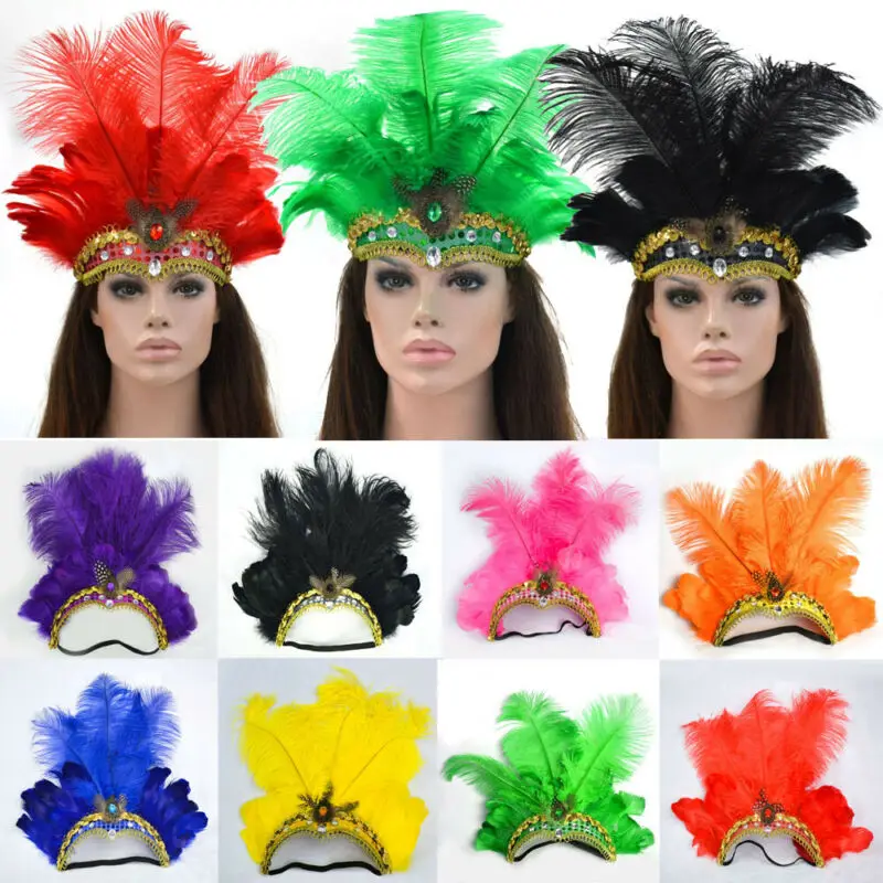2019 Brand New Style Fashion Hair Band Crystal Crown Feather Headband ...
