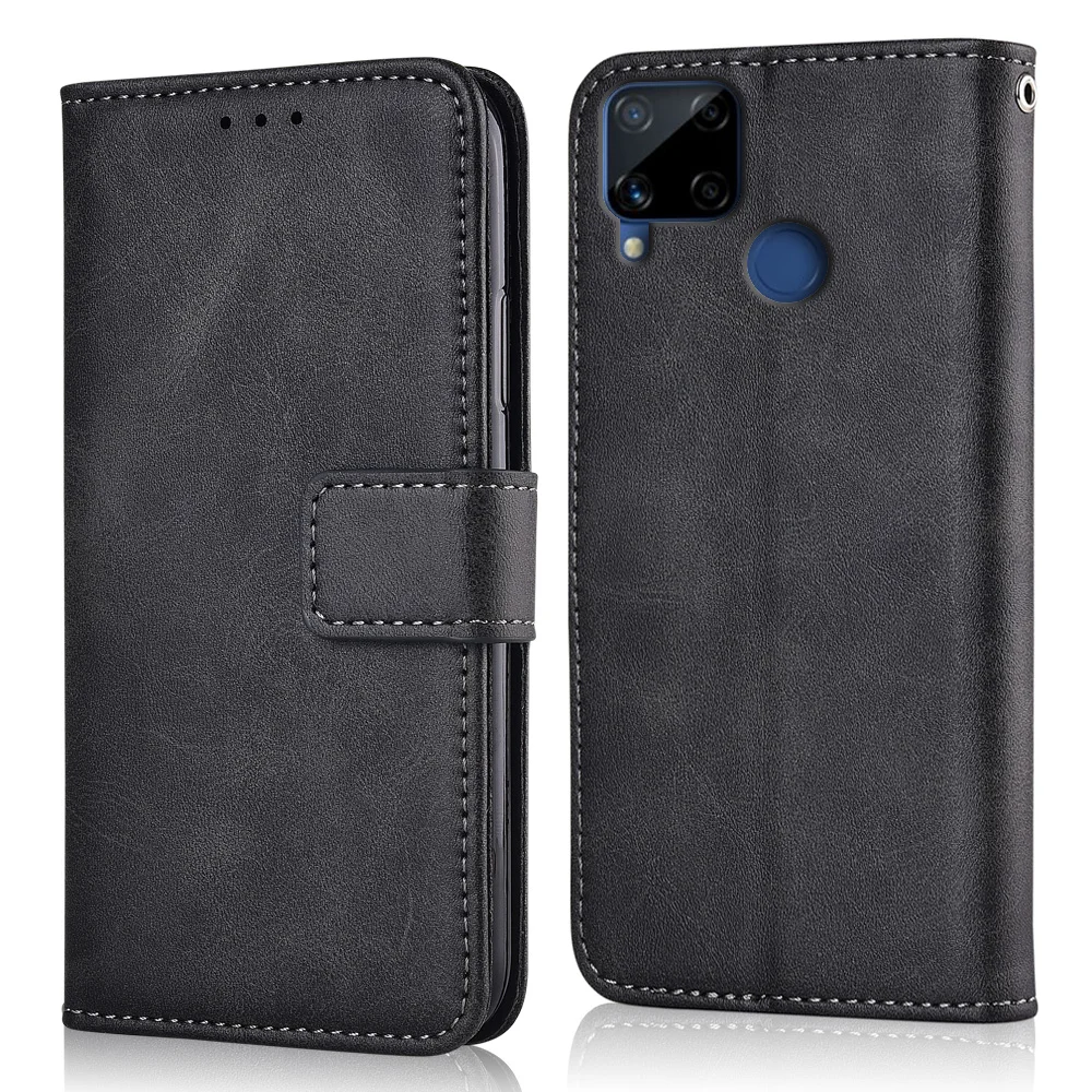Luxury Flip Leather Case for Realme C15 Fundas Stand Wallet Soft Cover ...