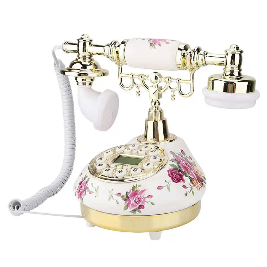 Telefone-fixo-vintage-retr-com-display-de-identifica-o-de-chamadas ...