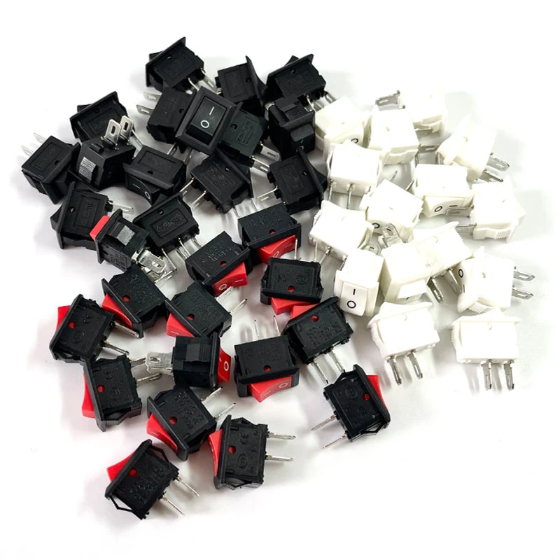 15pcs Mini Rocker Switch Spst Black And Red Snap In Switches Button Ac ...