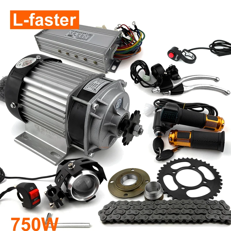 48v 750w conjunto de motor elétrico pedicab brushless engrenado kit de ...