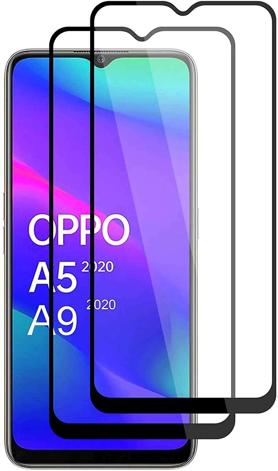 2PCS 3D Full Cover Tempered Glass For OPPO A5 2020 Full Screen Cover ...
