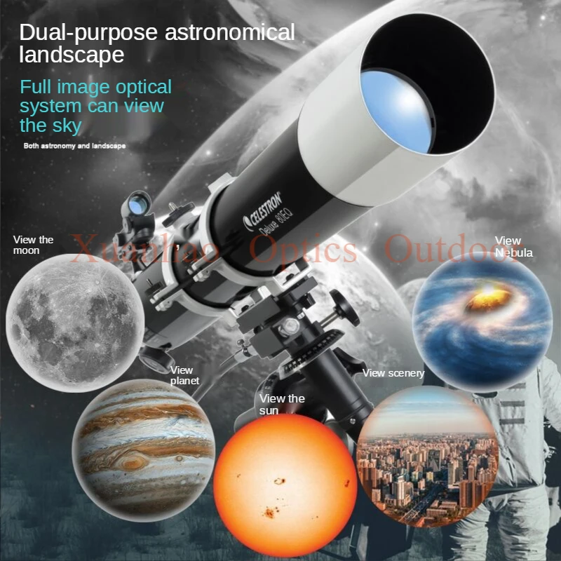 Celestron Deluxe 90EQ High Power Astronomy 1000X Refracting Telescope ...
