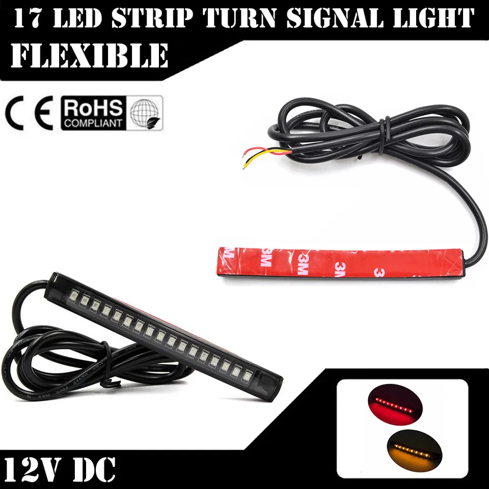 Mini Bike Lights LivTee Universal 8" Flexible LED Light Strip With Tail ...