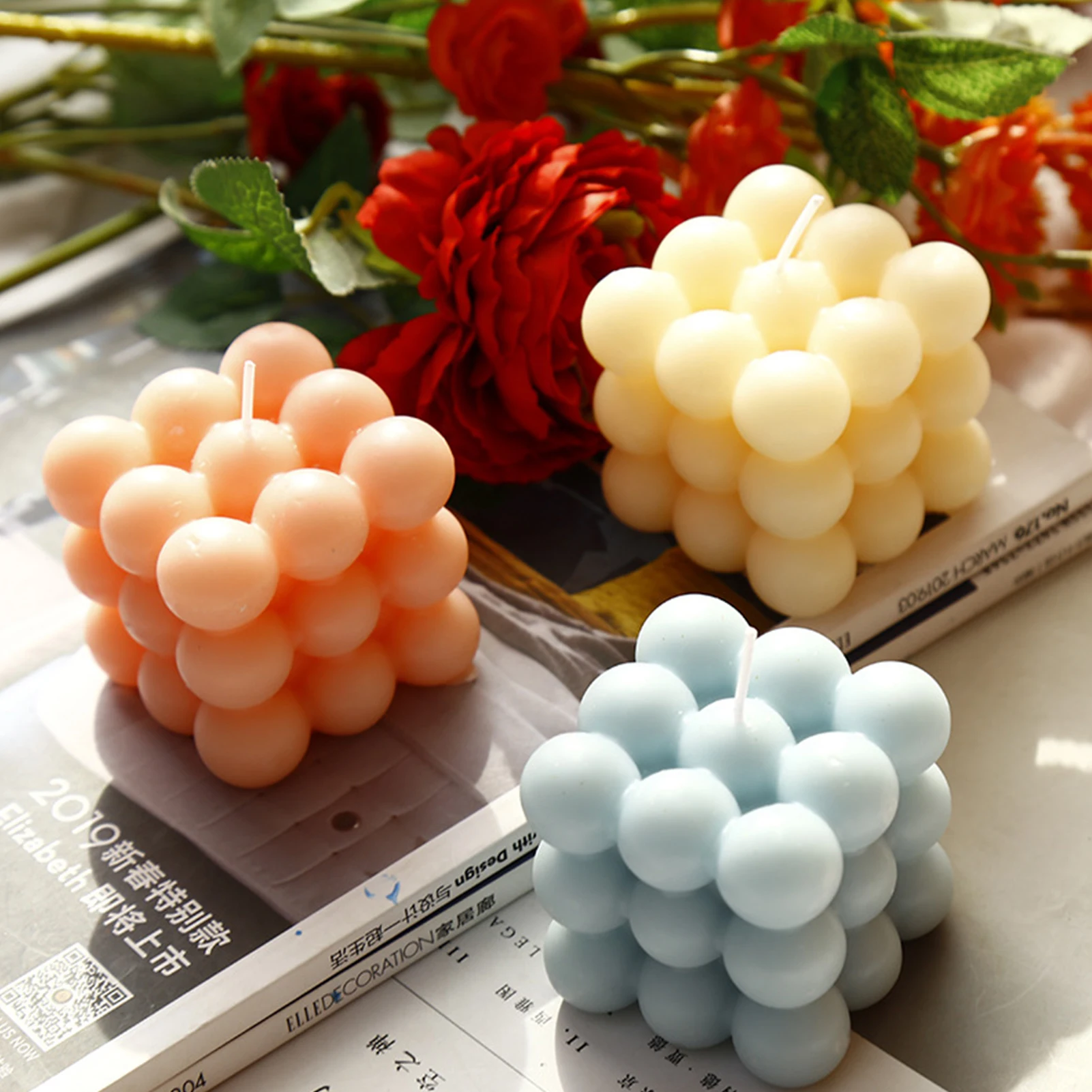 Soy wax Gift Handmade Bubble Cube Candle Candles & Holders Pillar Candles Home Décor etna.com.pe