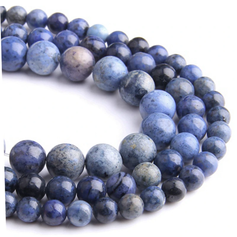 Naturtal Smooth Blue Sodalite Gem Stone Beads Round Spacer Loose Blue ...