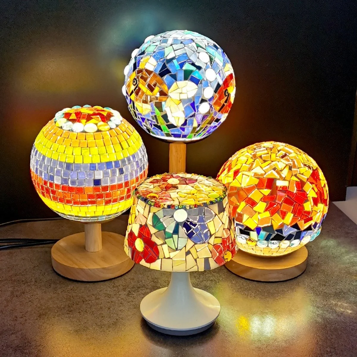 DIY Handmade Mosaic Table Lamp Creative Night Light Educational Toy for ...