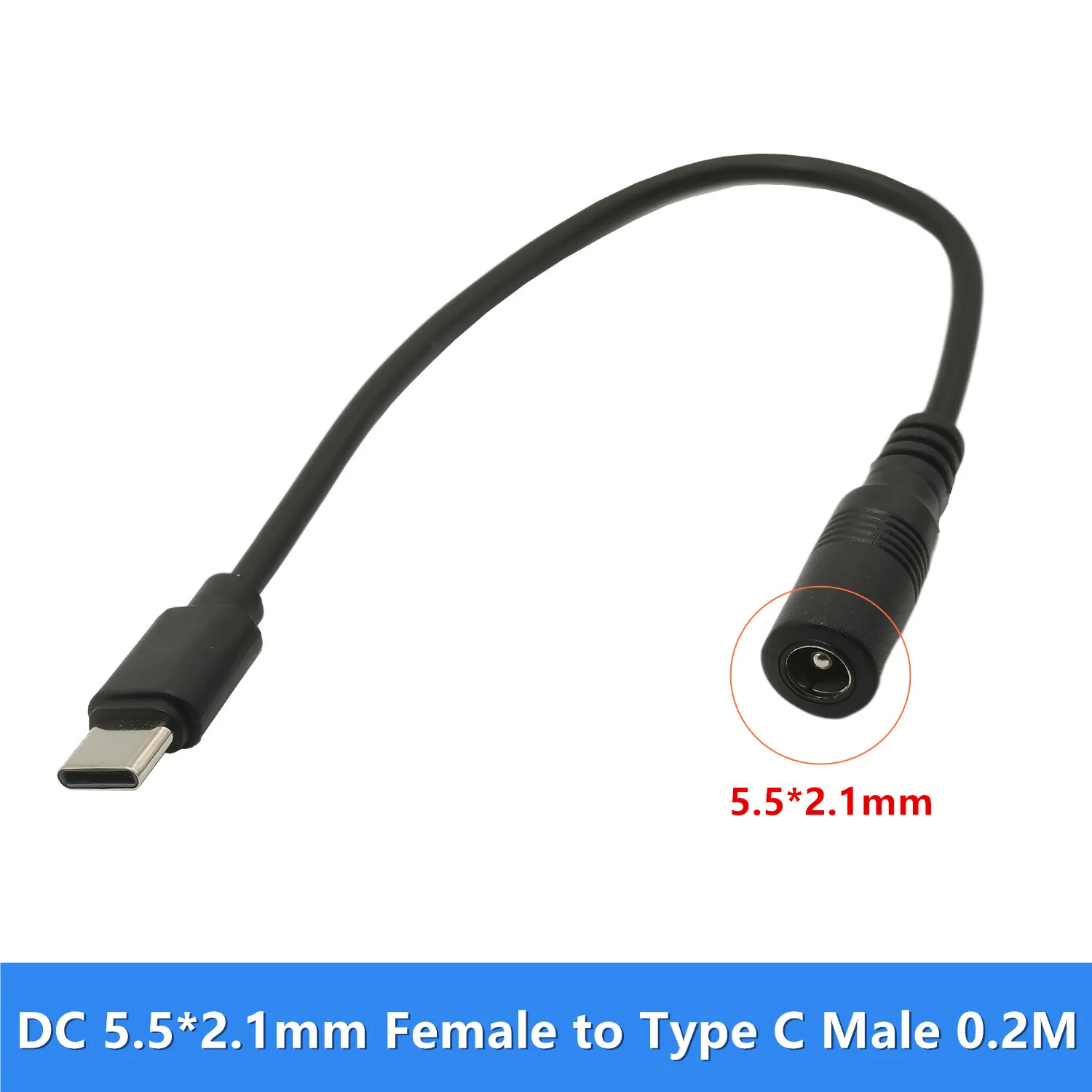 22awg Dc 5.5x2.1mm Female To Usb Type C Male Connector Jack Power ...