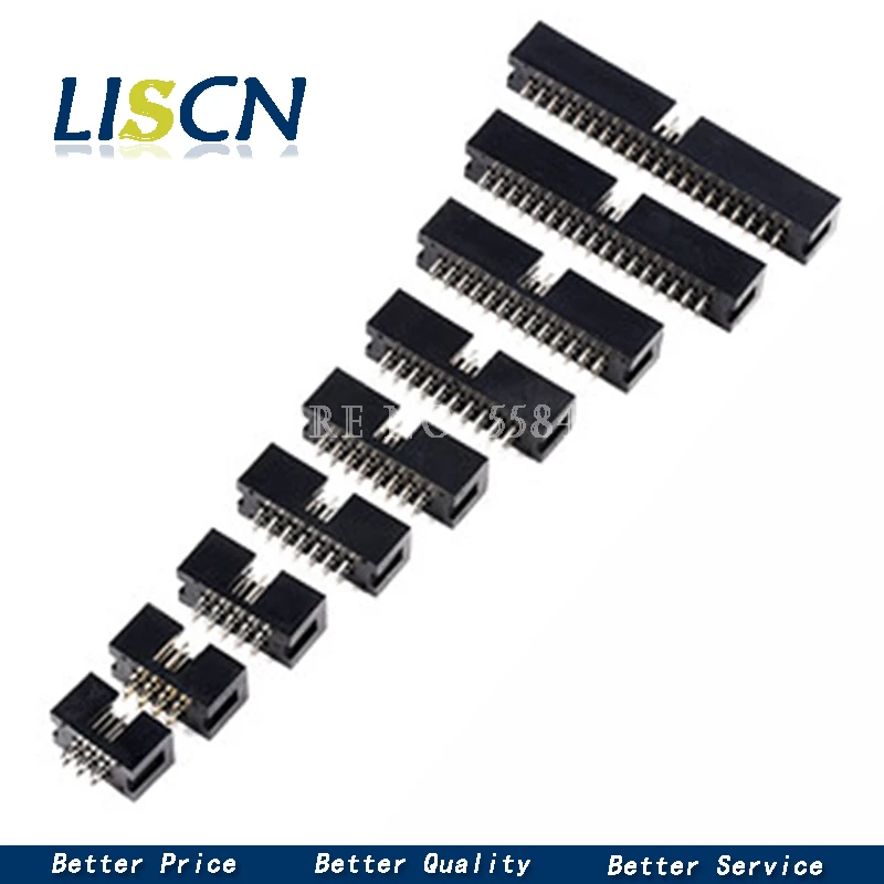 10pcs Pitch 2.54mm Dc3 6/8/10/14/16/20/26/30/34/40/50 Pin 2x3/4/5/7/13pin Straight Male Shrouded ...