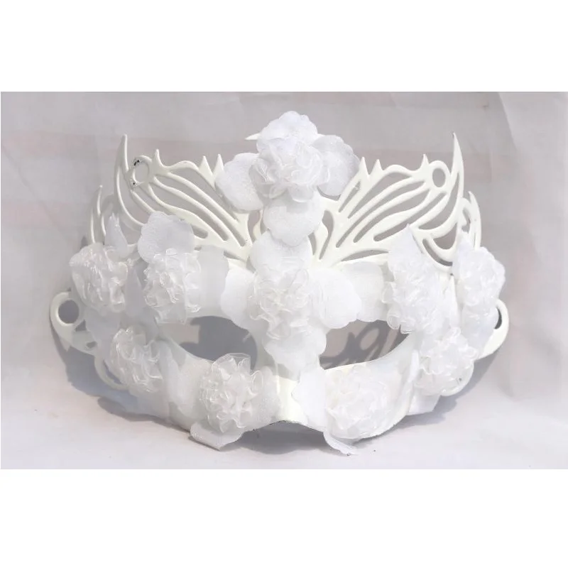 Mask Masquerade Princess Mask Male Women Feather Flower Lace Full White ...