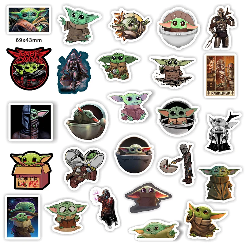 50Pcs The Mandalorian Star Wars Baby Yoda Sticker Scrapbooking Suitcase ...