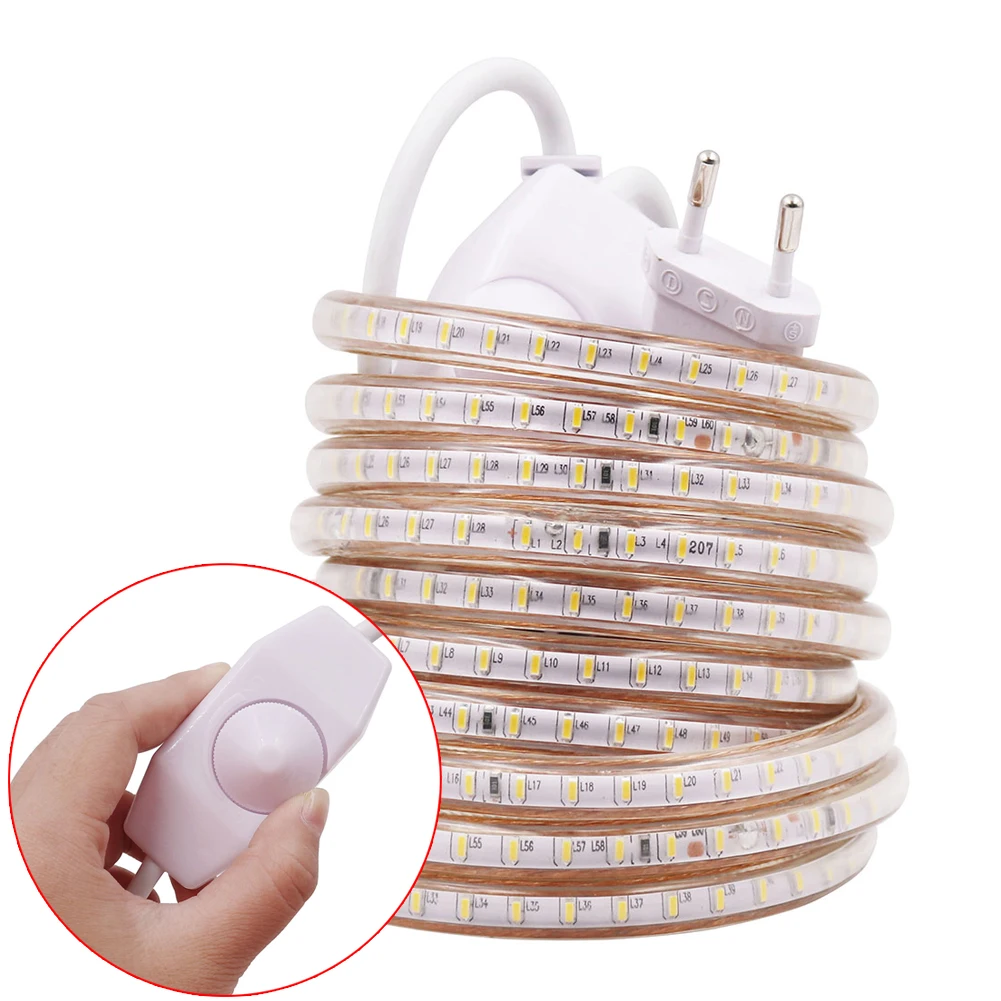 220v 230v 240v LED Strip Rope Light 3014 120LEDs/m Dimmable Flex LED ...