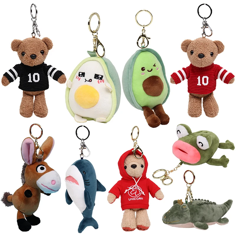LLavero de peluche de Animal de dibujos animados, llavero de mochila, aguacate, crema, fruta ...