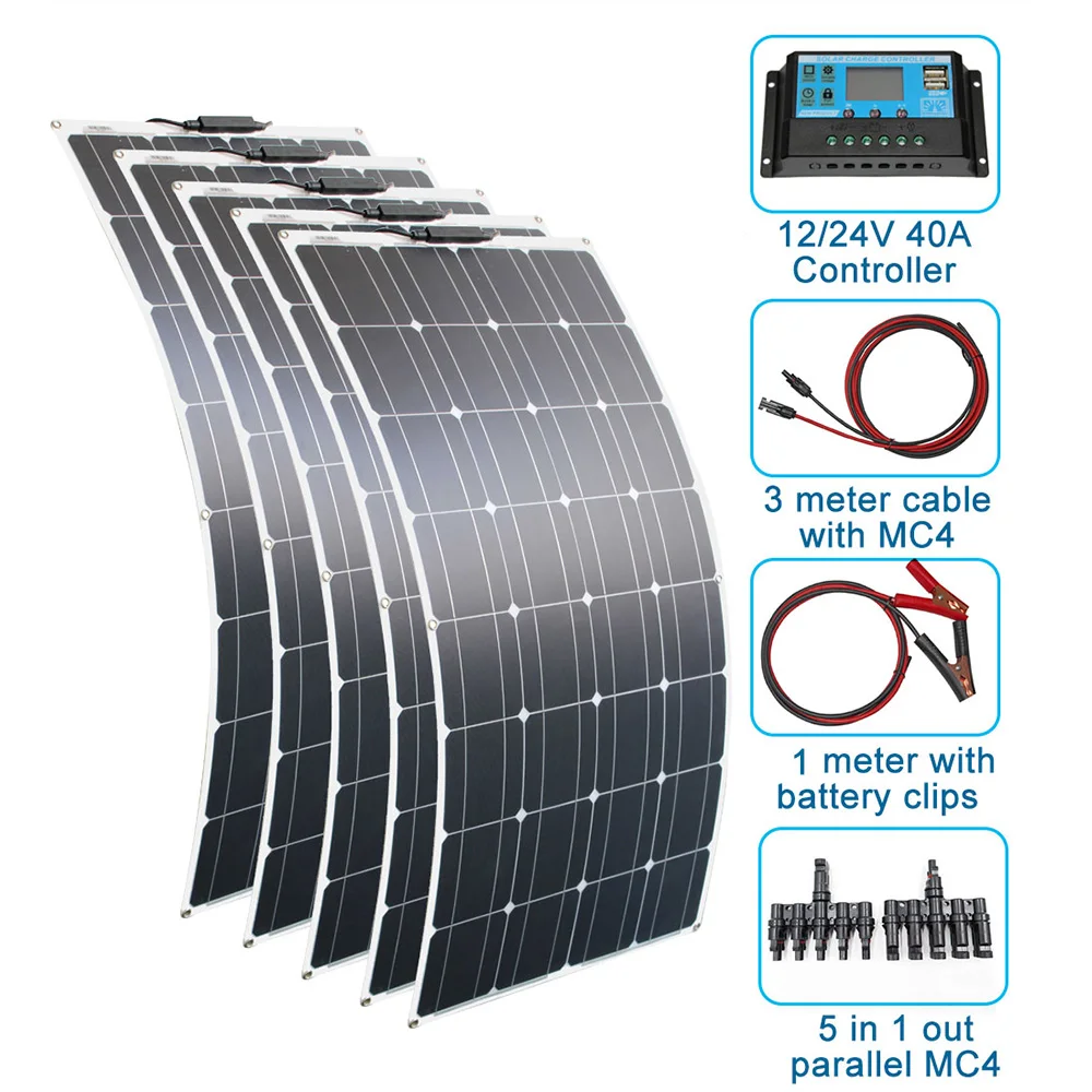 RG 5 pcs 100w Solar Panel semi flexible 500W solar system Photovoltaic ...