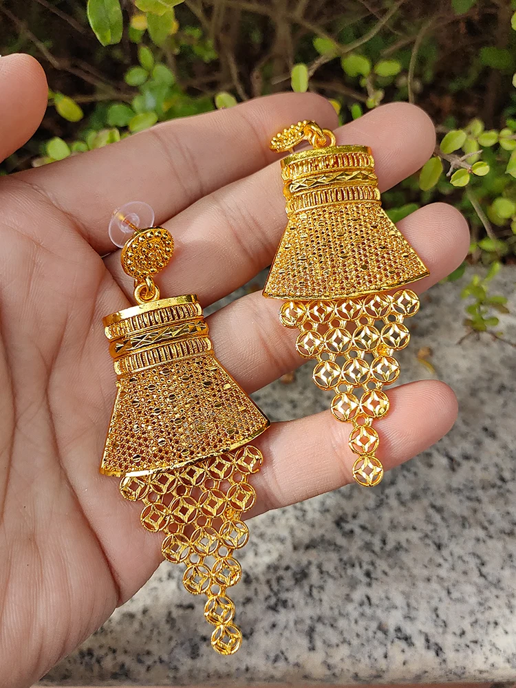 24k Gold Color Earrings Dubai Earrings For Women Twist African Party ...