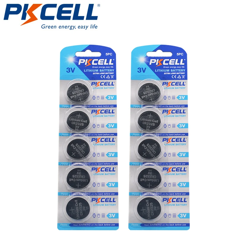 10Pcs PKCELL CR2325 3V Battery BR2325 ECR2325 CR 2325 Lithium Button ...