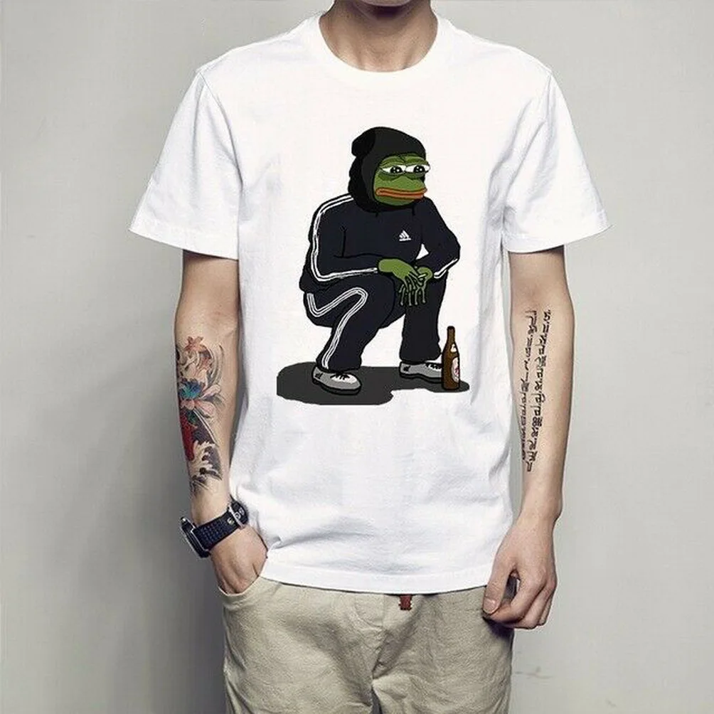 Sad FROG Gopnik Squat เสื้อยืดตลก Unisex เบียร์ Squatting Slav Gopnik ...