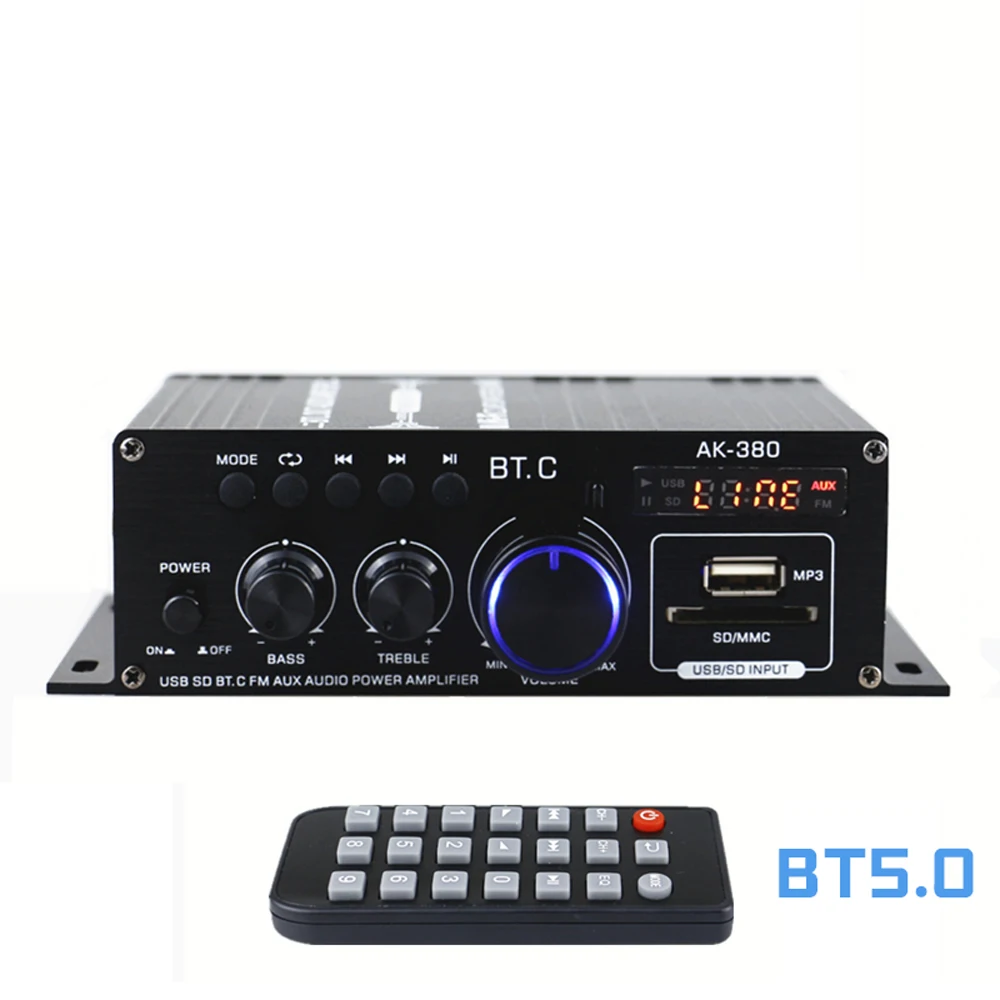 AK380 40W + 40W Amplifier Daya Audio Mini Amplifier Suara Portabel ...