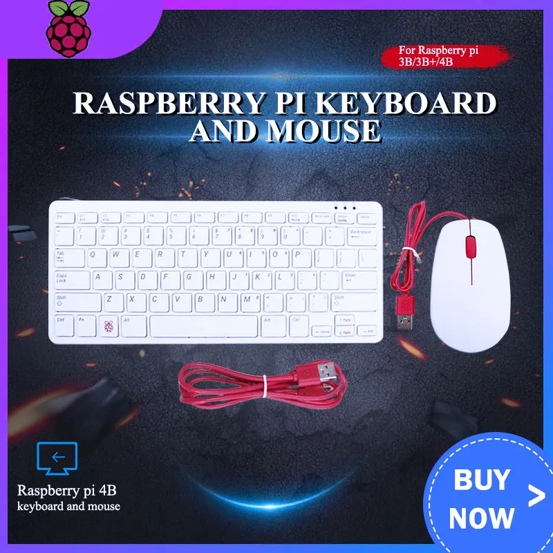 Teclado e mouse oficial raspberry pi 4b, para raspberry pi 4b/raspberry ...