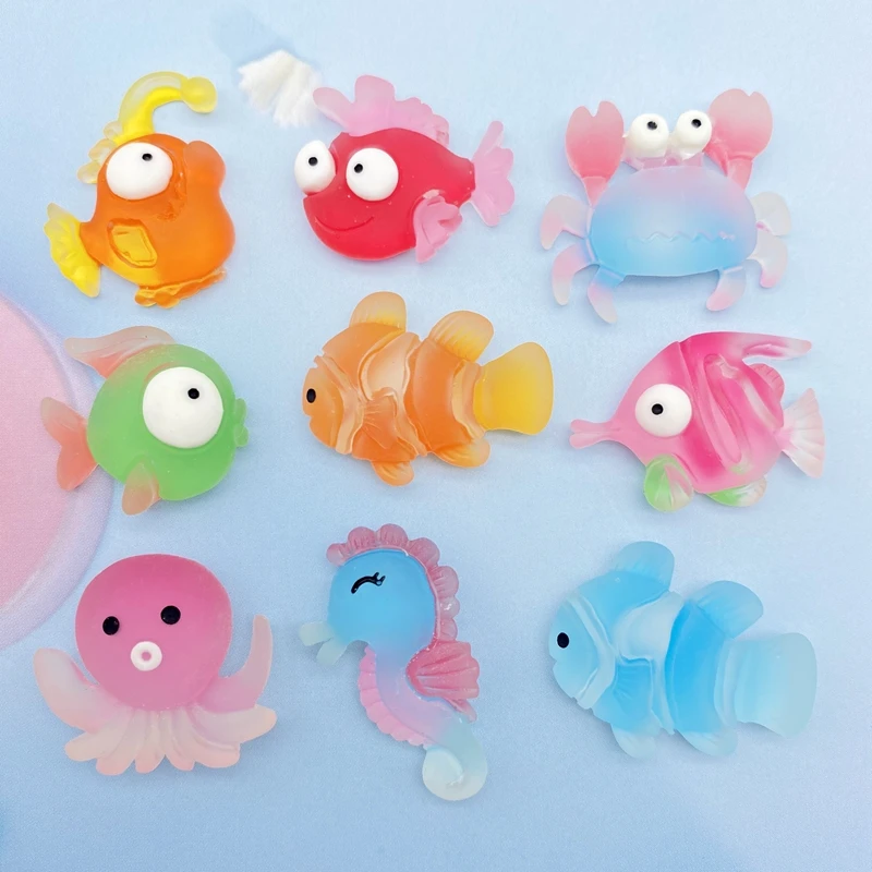 Hand Painted 20pcs Resin Mini Marine Series Flatback Cabochon Stone ...