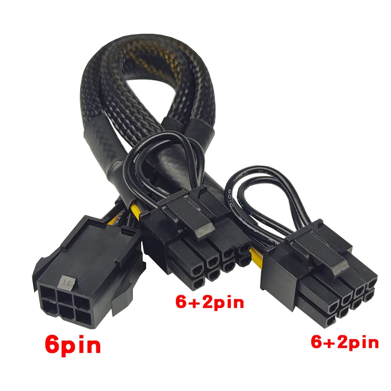 Graphics Card Power Cord PCI E 6pin To Dual 6+2pin Copper Wire Adapter ...