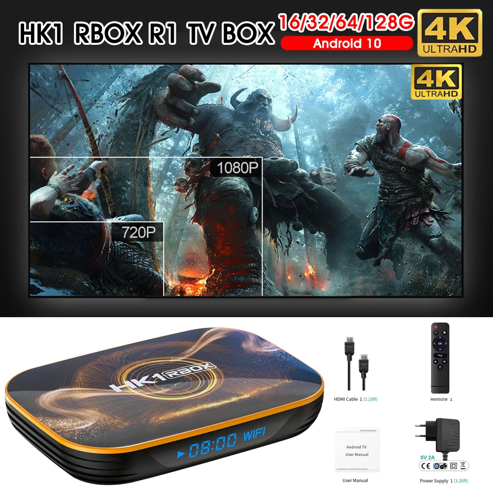 4GB 128GB HK1 RBOX R1 TV 박스 CPU RK3318 안 드 로이드 10.0 QuadCore 4K TV 상자 ...