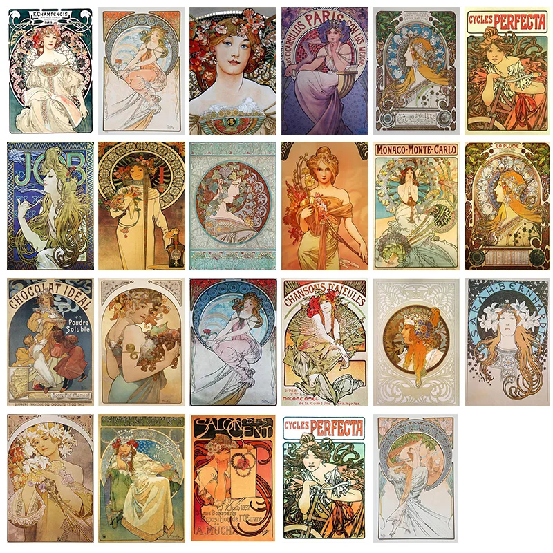 Vintage Alphonse Mucha Tin Sign Vintage Metal Decorative Wall Plates ...