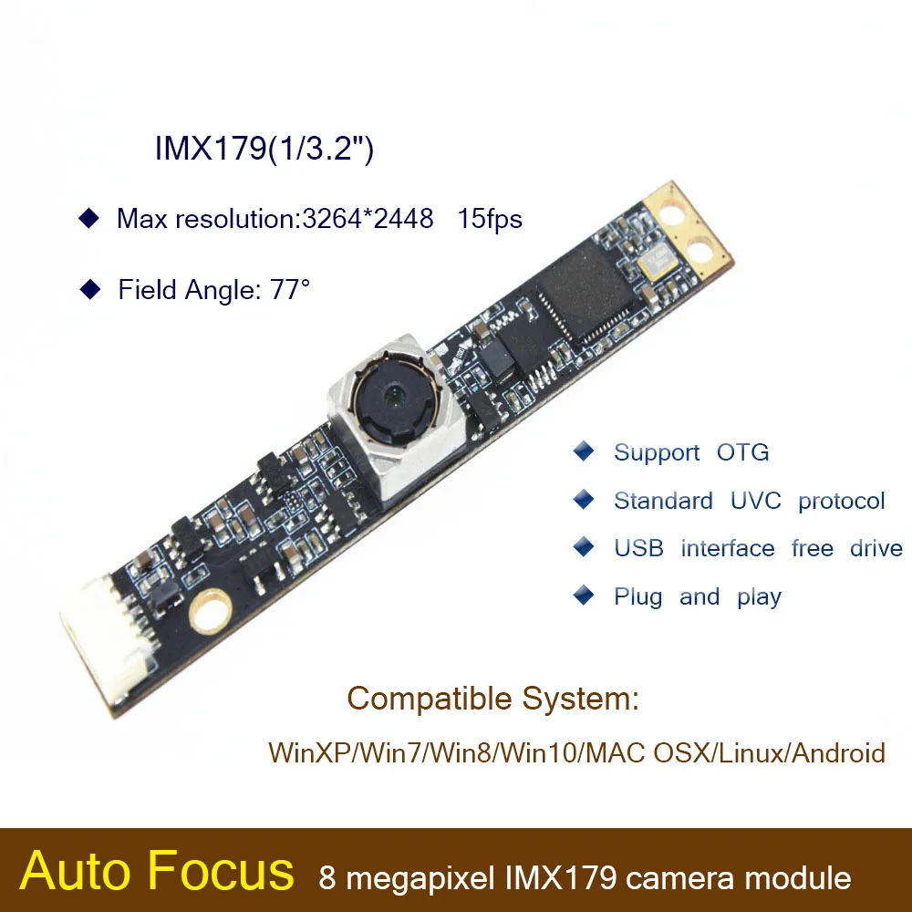 Módulo de cámara USB HBVCAM CMOS IMX179 8MP 70 grados, enfoque ...