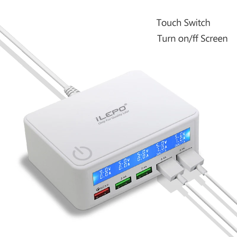 Ilepo Quick Charge Qc3.0 Usb Fast Charger Station 50w 5 Usb A On/ff ...